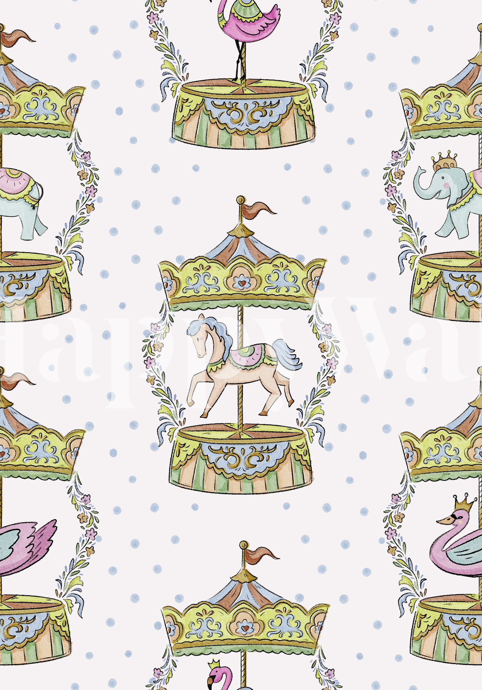 Pink Carousel Horse Wallpaper for Kids' Rooms