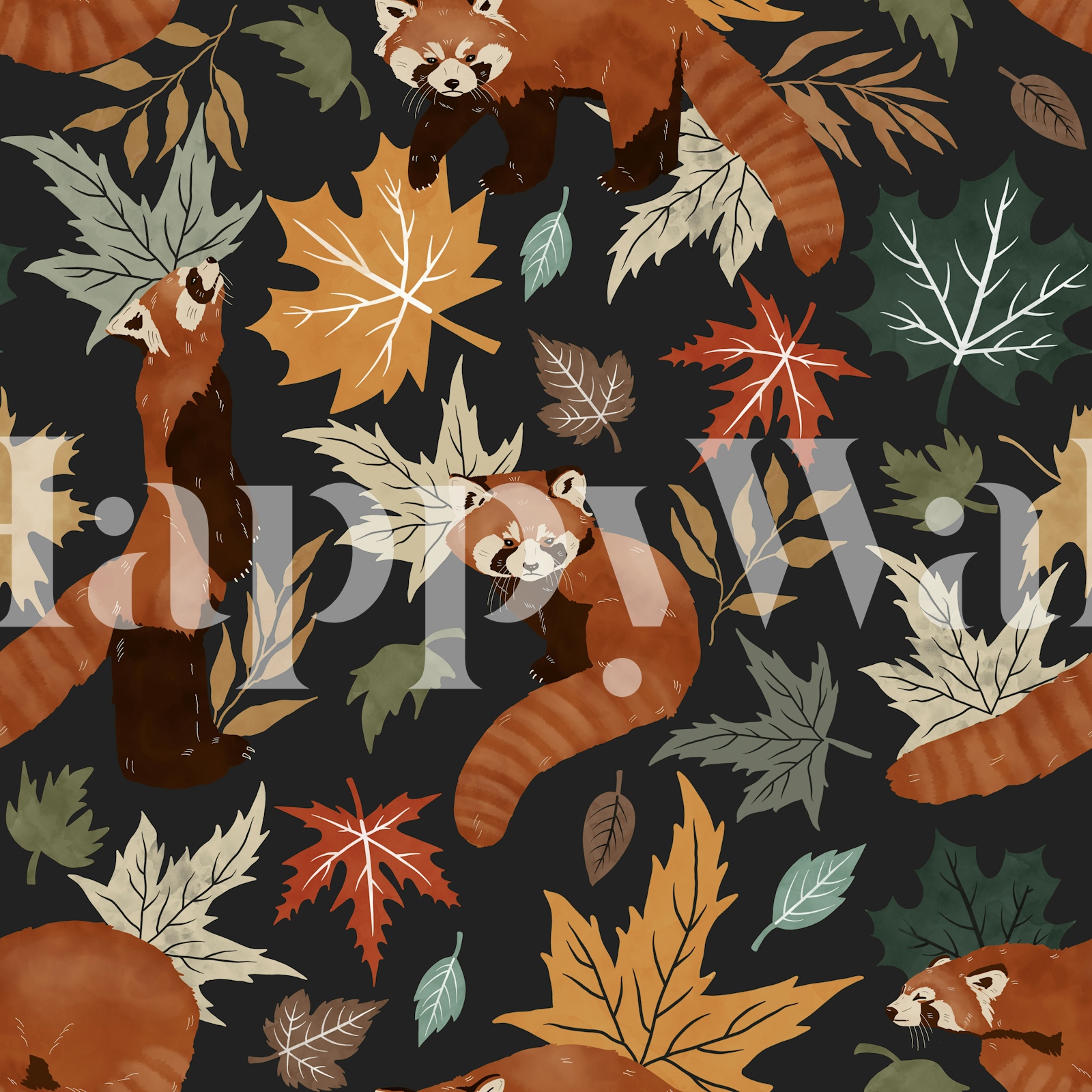 Red Panda Autumn Leaves Wallpaper