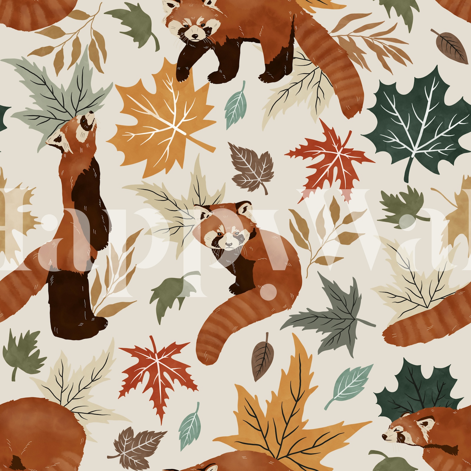 Cozy Fall Red Panda Scene - Happywall