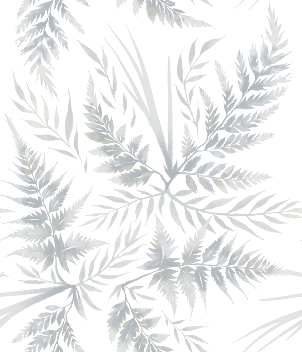 Watercolor Fern Leaves - Grey Wallpaper | happywall.com