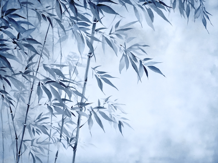 Blue Hour Calm Bamboo Garden Wallpaper