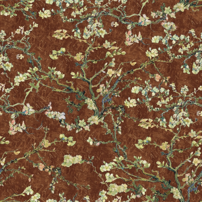Vincent Van Gogh Almond Blossom Rust Brown wallpaper tapeta | Happywall