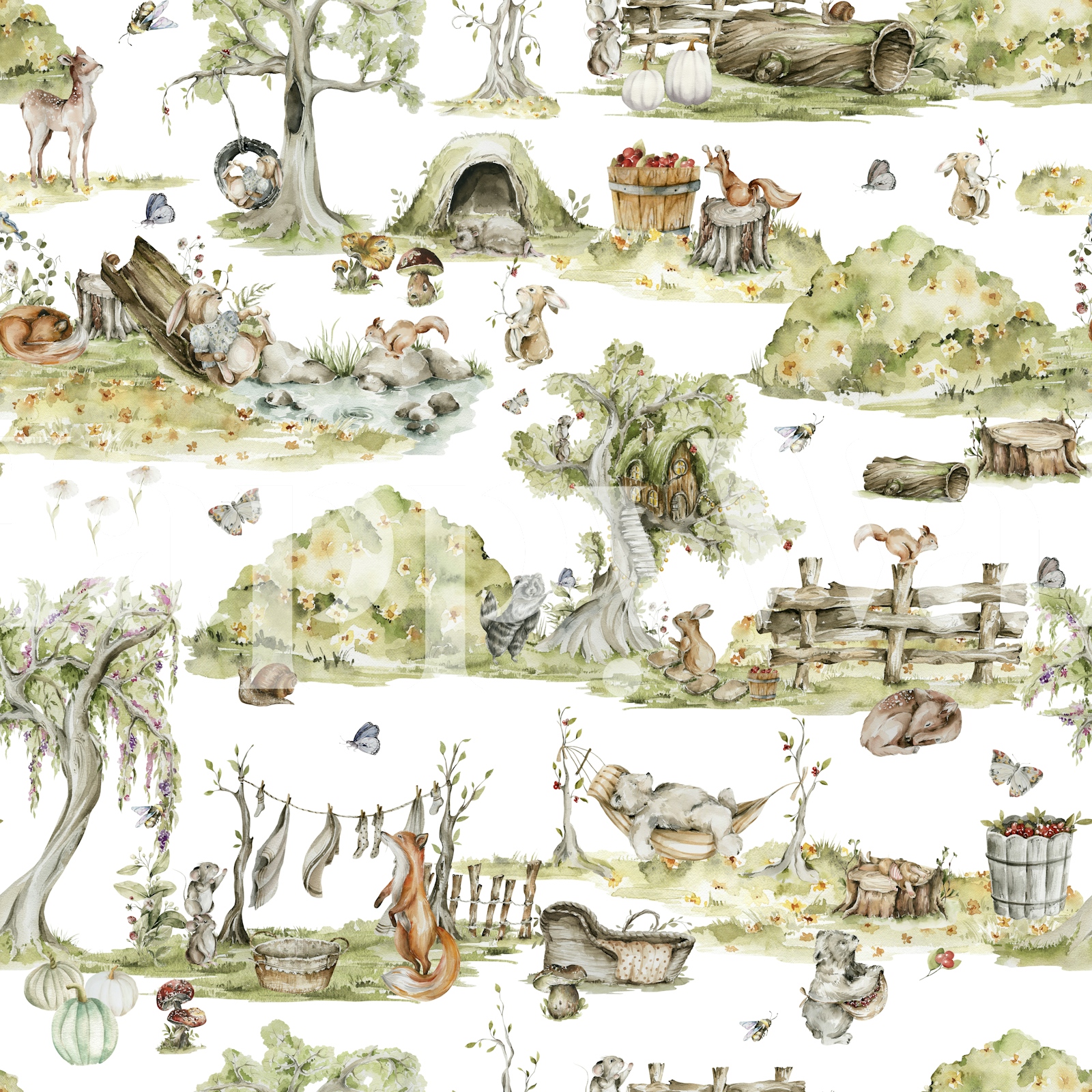 Rustic Forest Friends Wallpaper - happywall.com