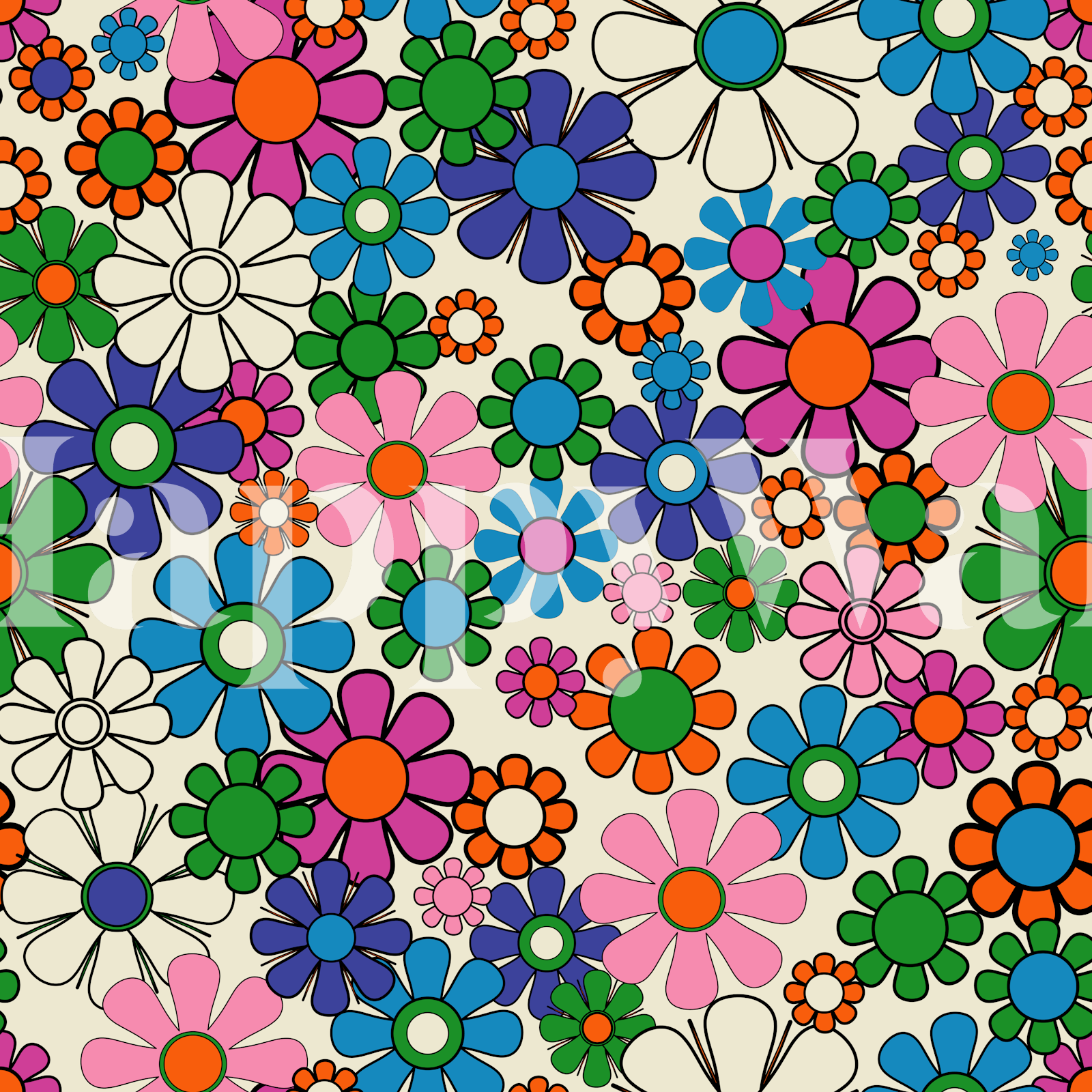 Vibrant Groovy Floral Wallpaper - happywall.com