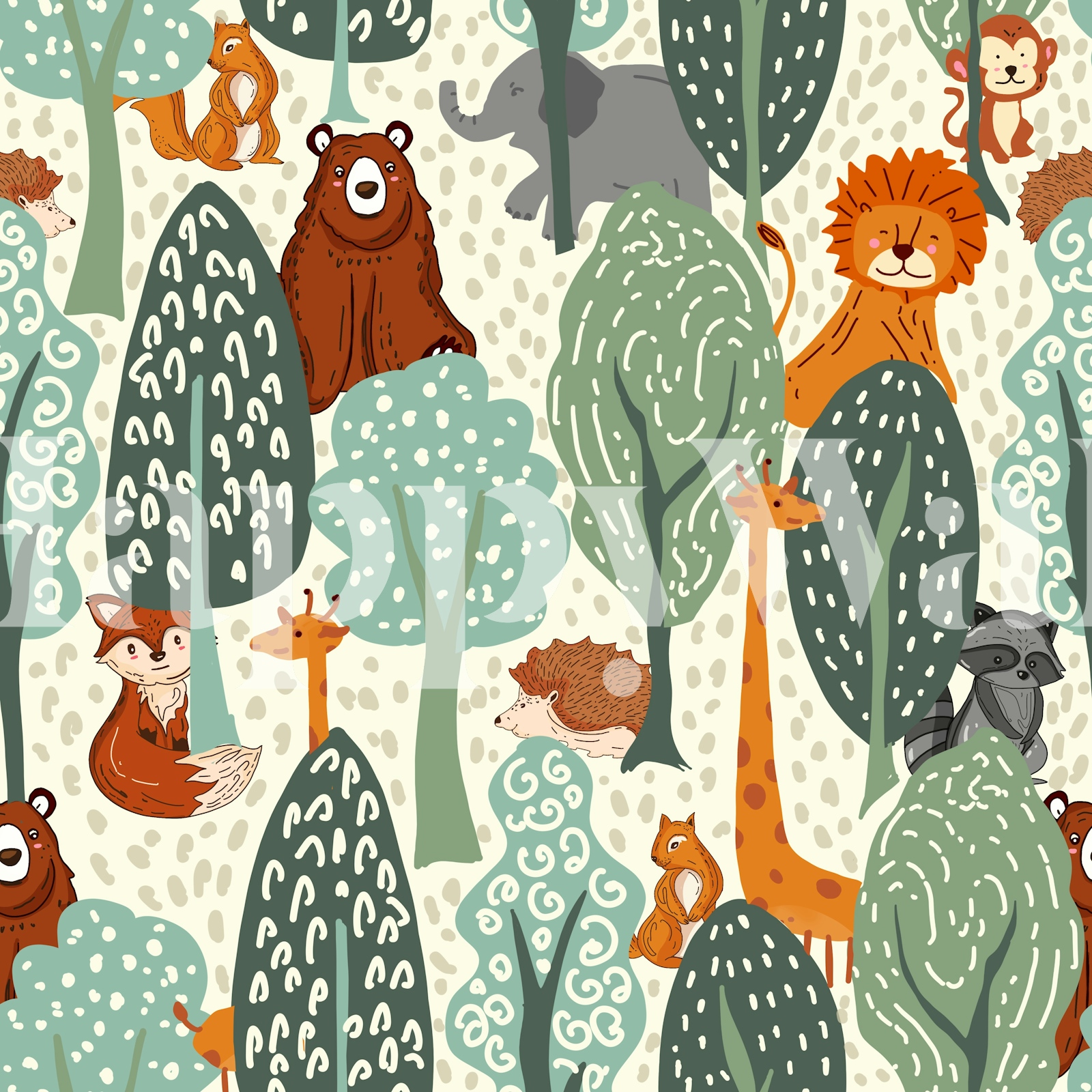 Playful Safari Escape Wallpaper | happywall.com