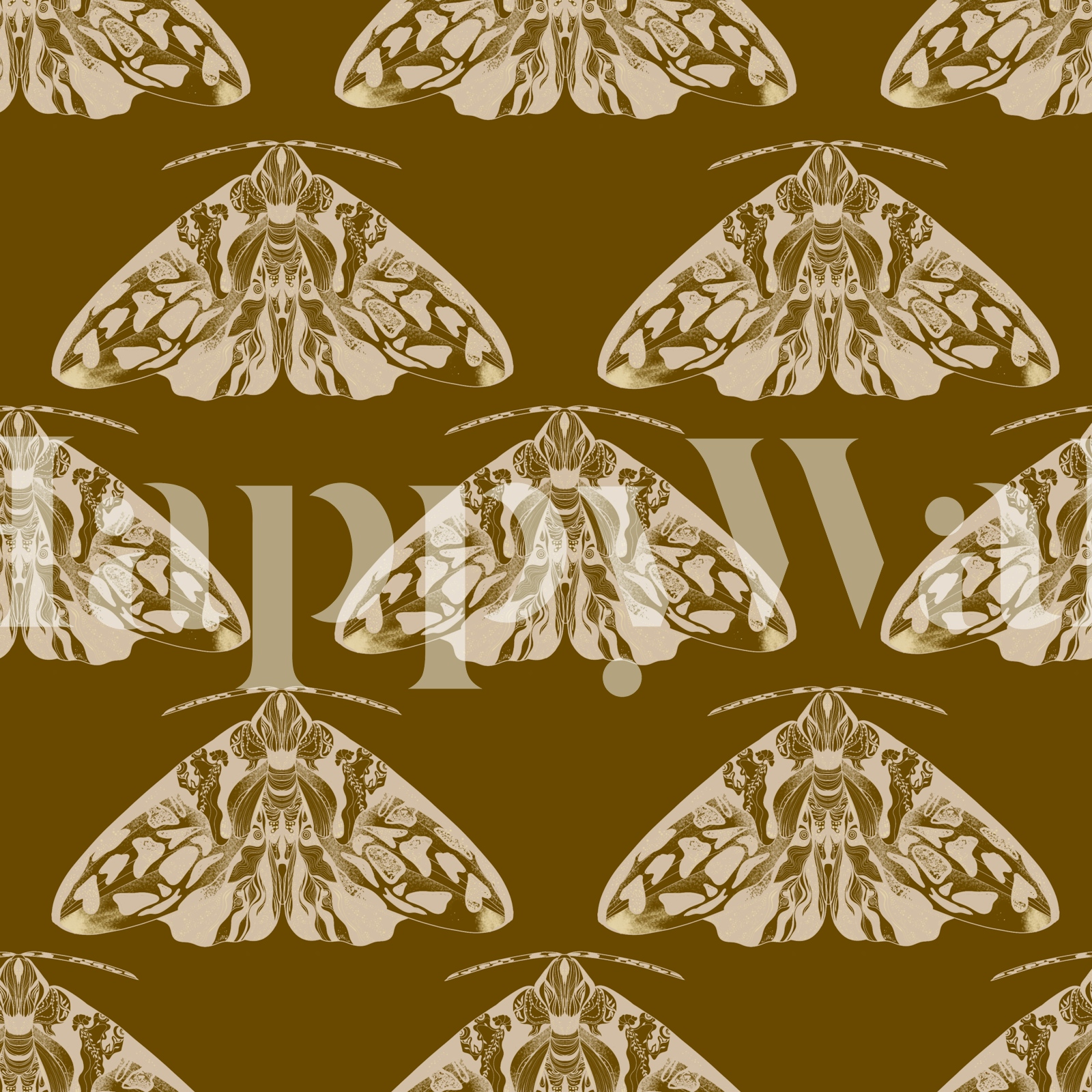 Vintage Moth Wallpaper in Earthy Tones
