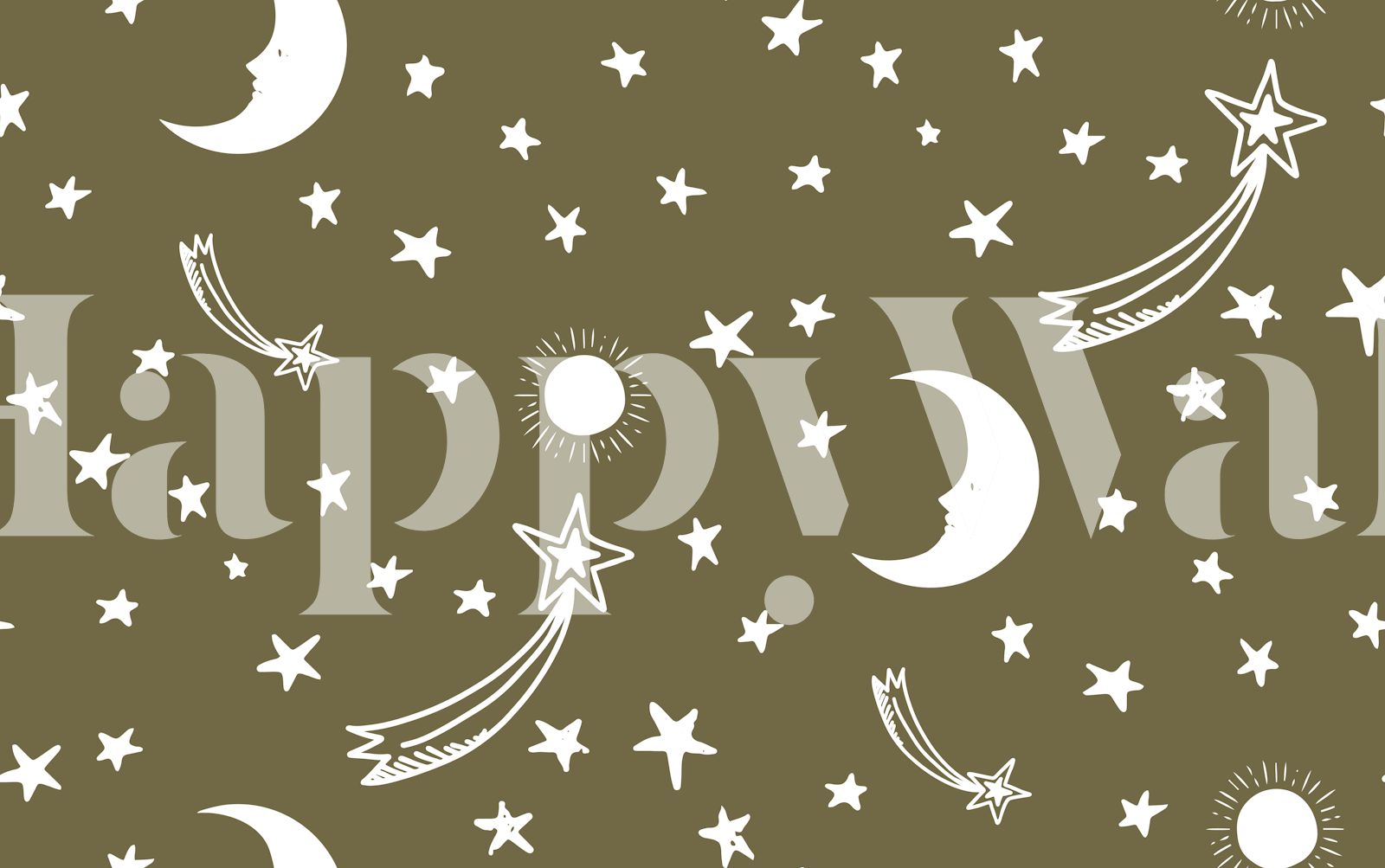 Starry Night Charm Olive Wallpaper