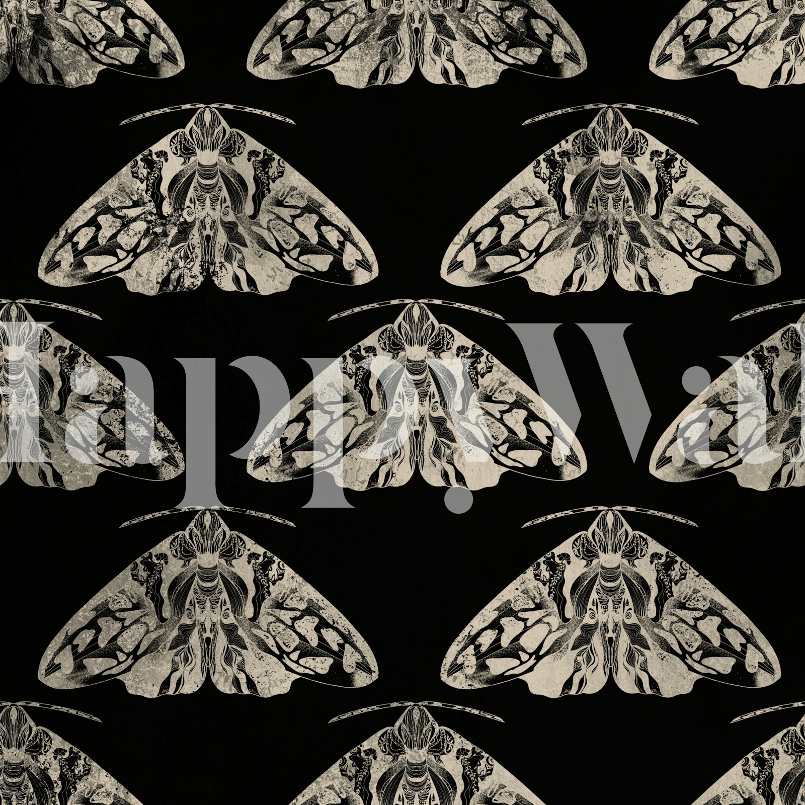 Gothic Moth Motif Wallpaper - Happywall