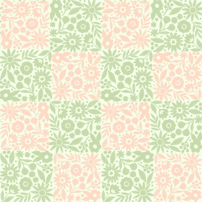 Floral Checkers - Spring Wallpaper | Happywall