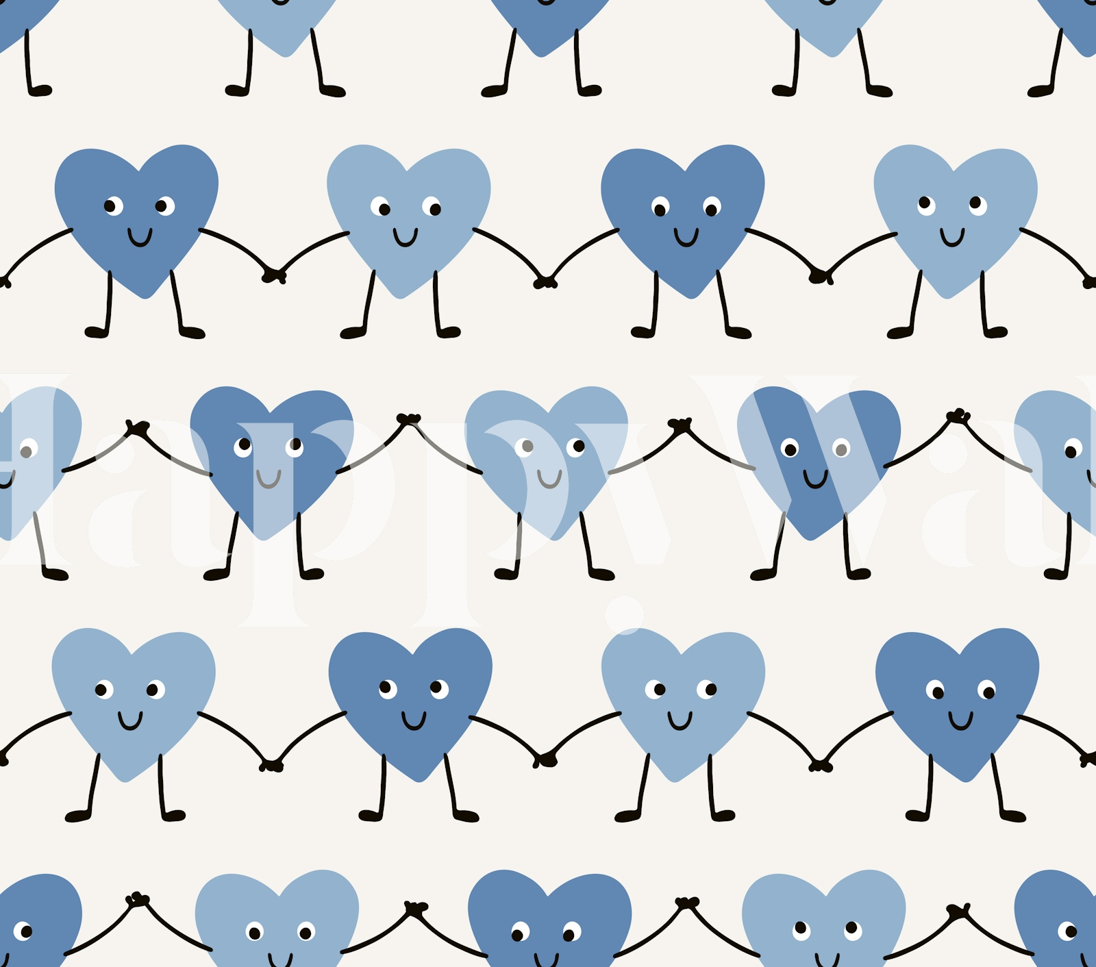 Cute Blue Heart Wallpaper for Kids Rooms