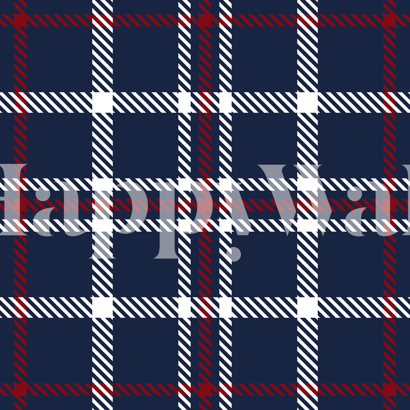 Nautical Plaid Wallpaper in Navy Red White