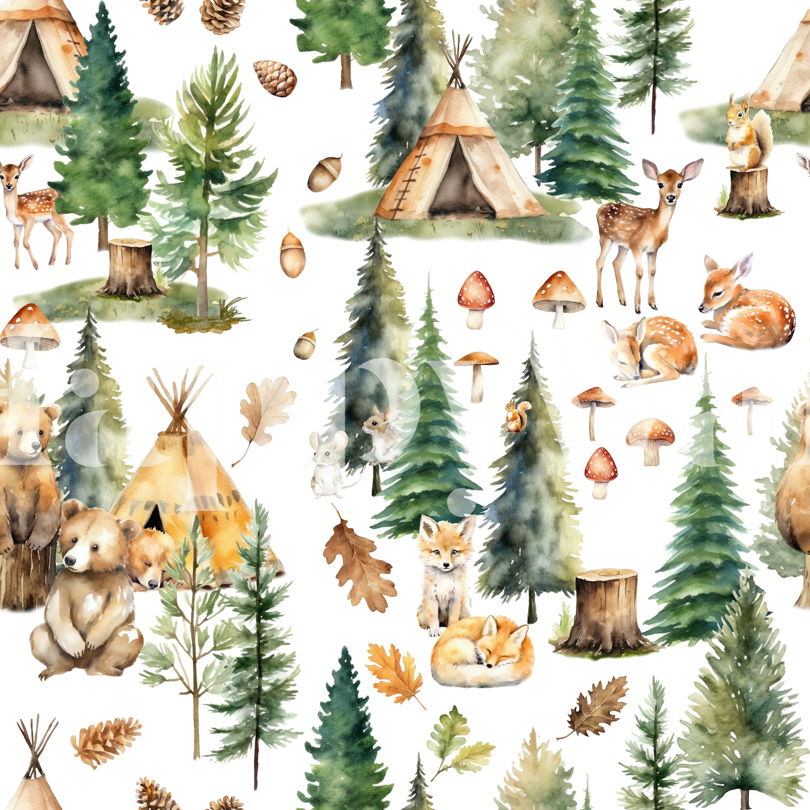 Mystic Woodland Animals Wallpaper | happywall.com