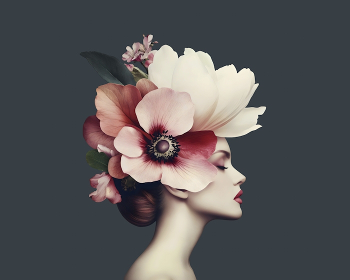 Floral Grace Portrait Wallpaper Design