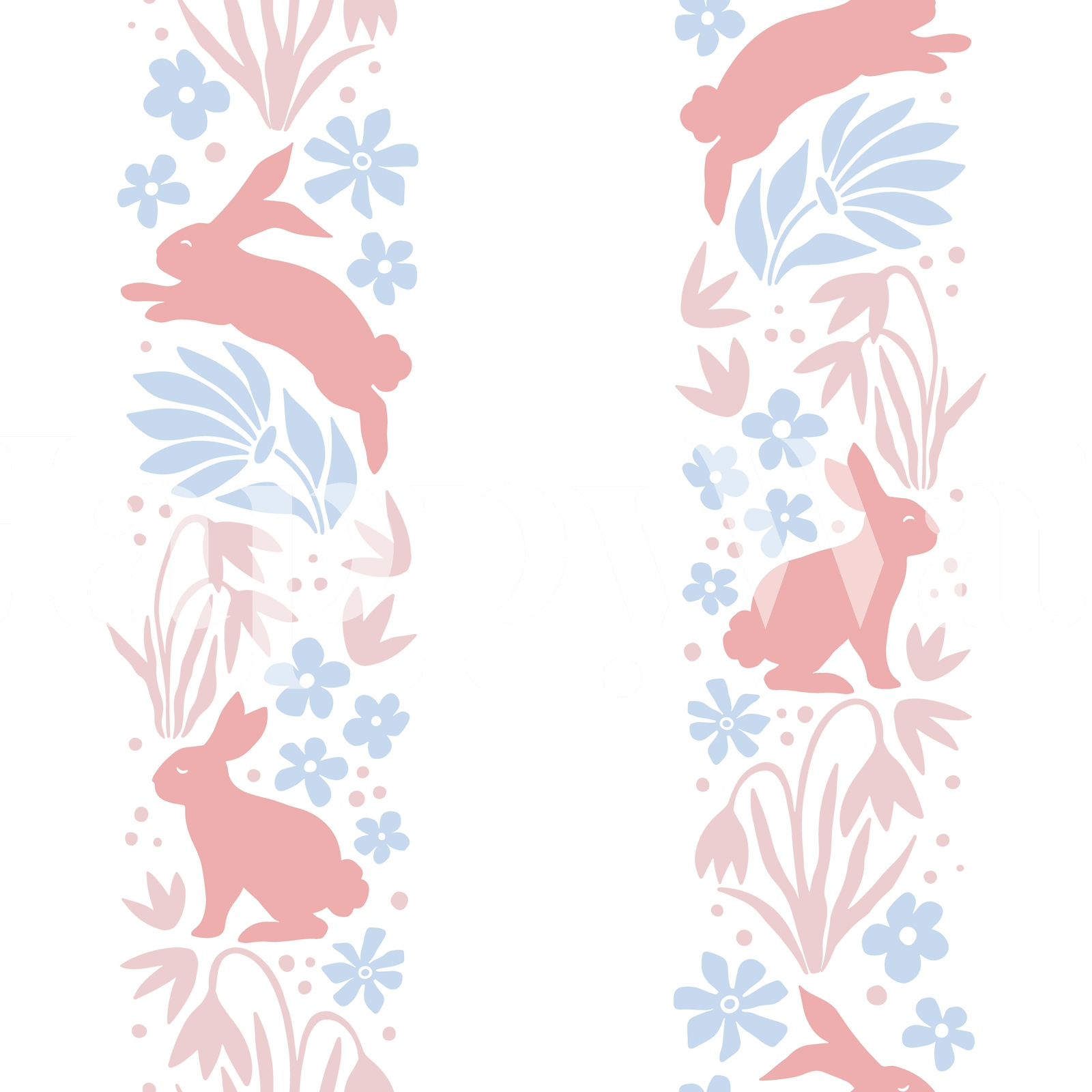 Bunny stripes - blue and pink | happywall.com