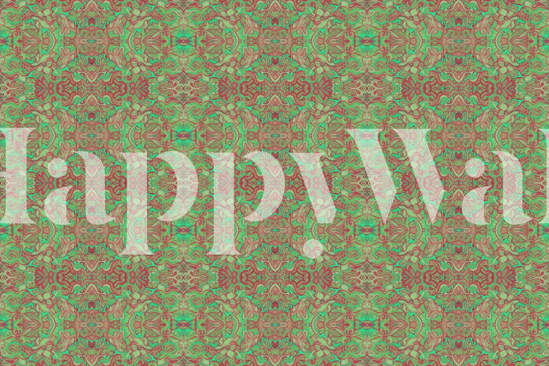 Green Birds Arabesque Pattern Wallpaper | Happywall
