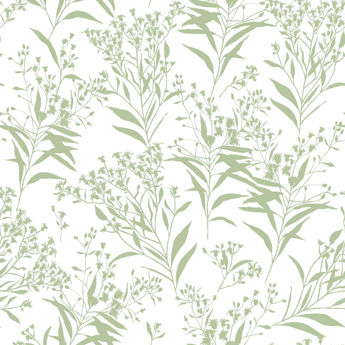 Pale Green Floral Wallpaper for Bedroom Decor