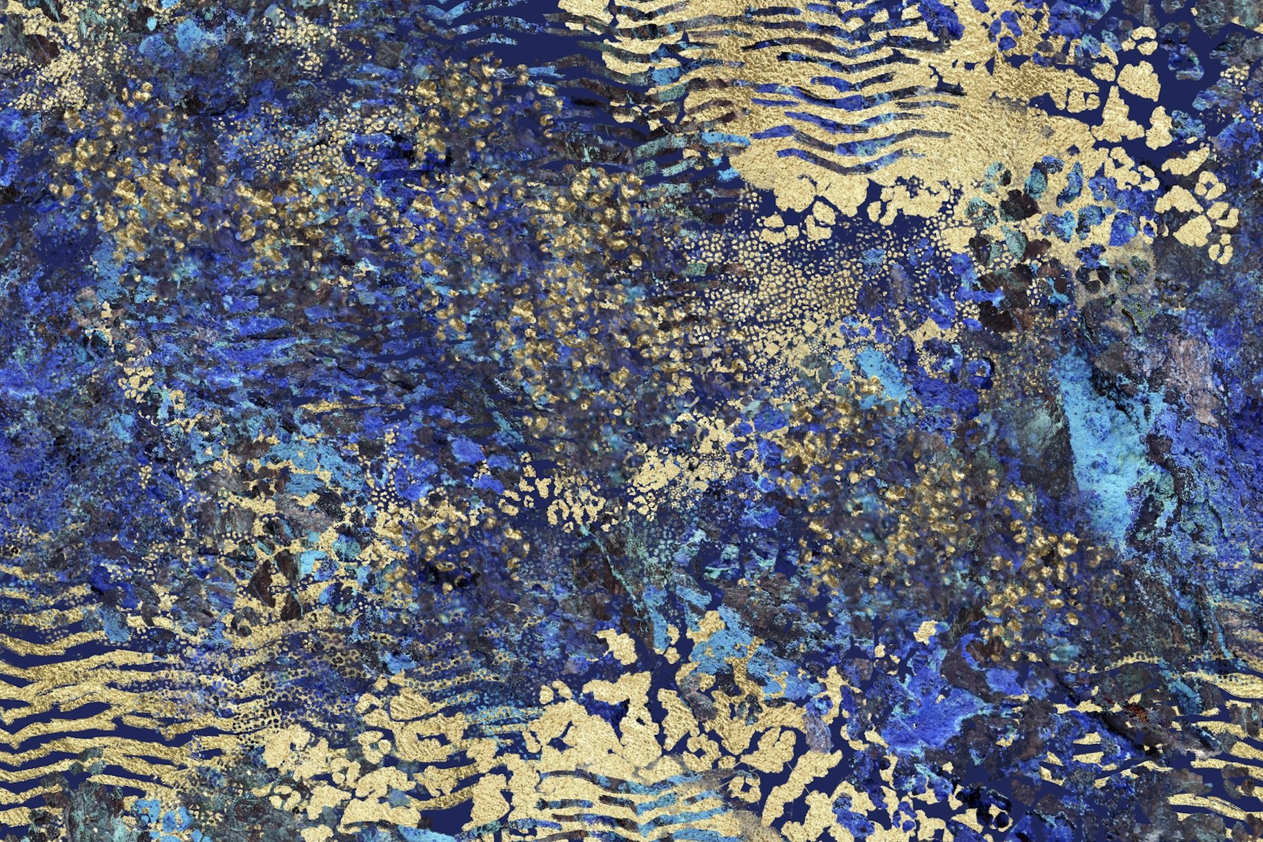 Blue and Gold Animal Print Wallpaper | Unique Wildlife Trend Design ...