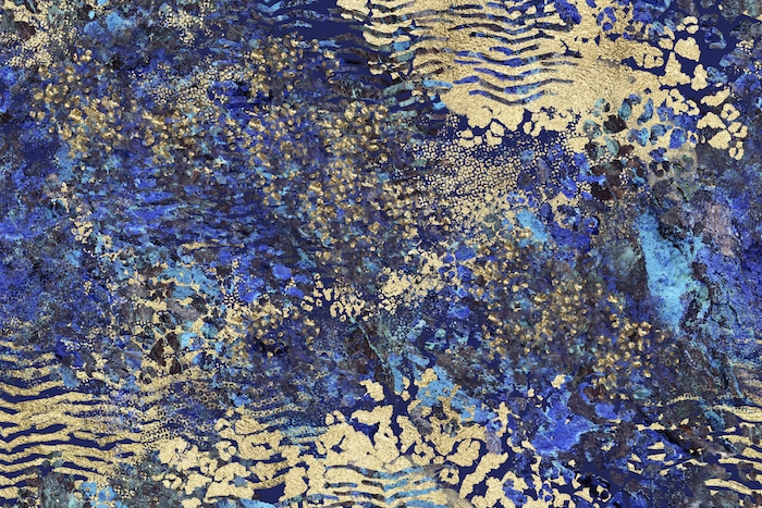 Blue Gold Animal Print Wallpaper