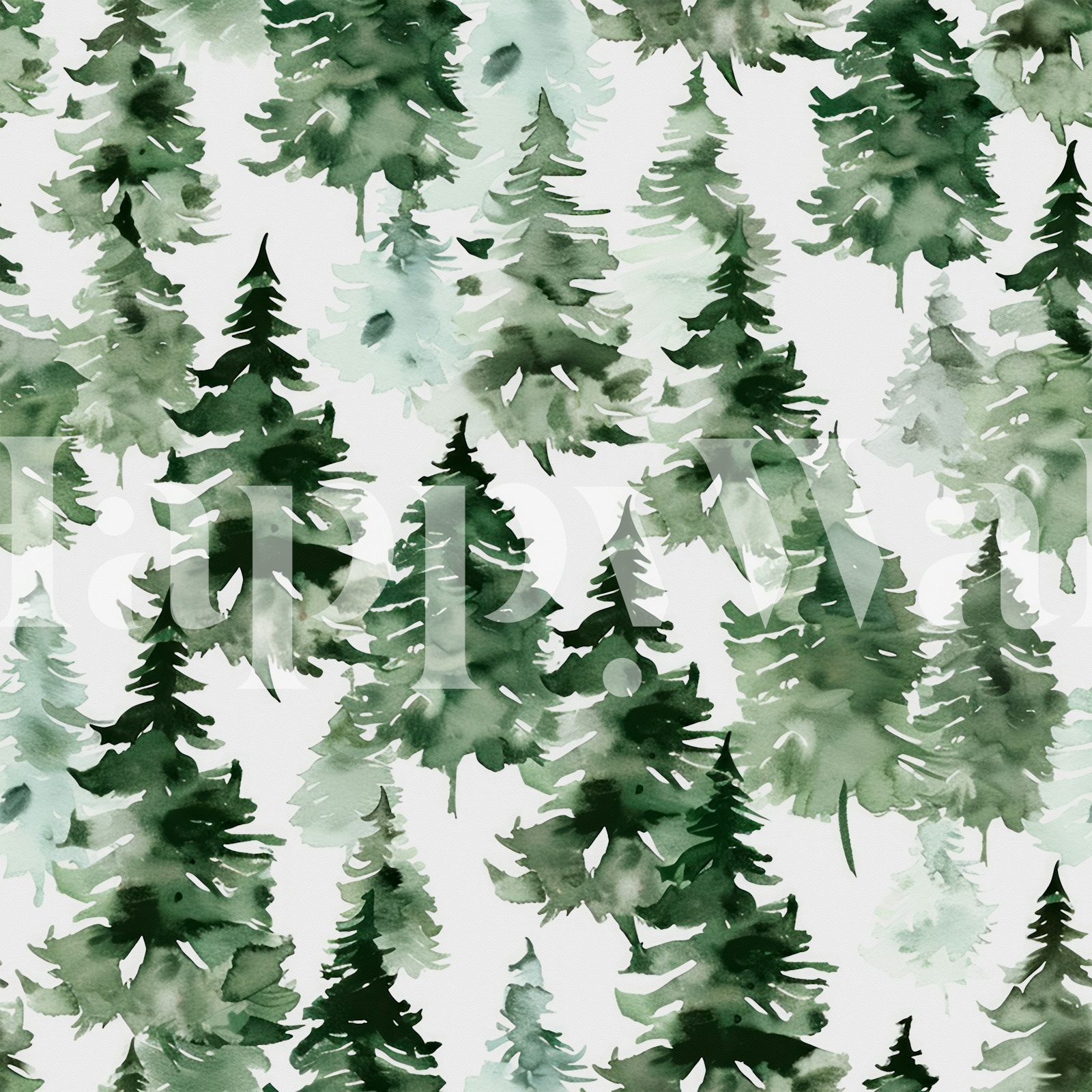 Watercolor Pine Trees Wallpaper - happywall.com