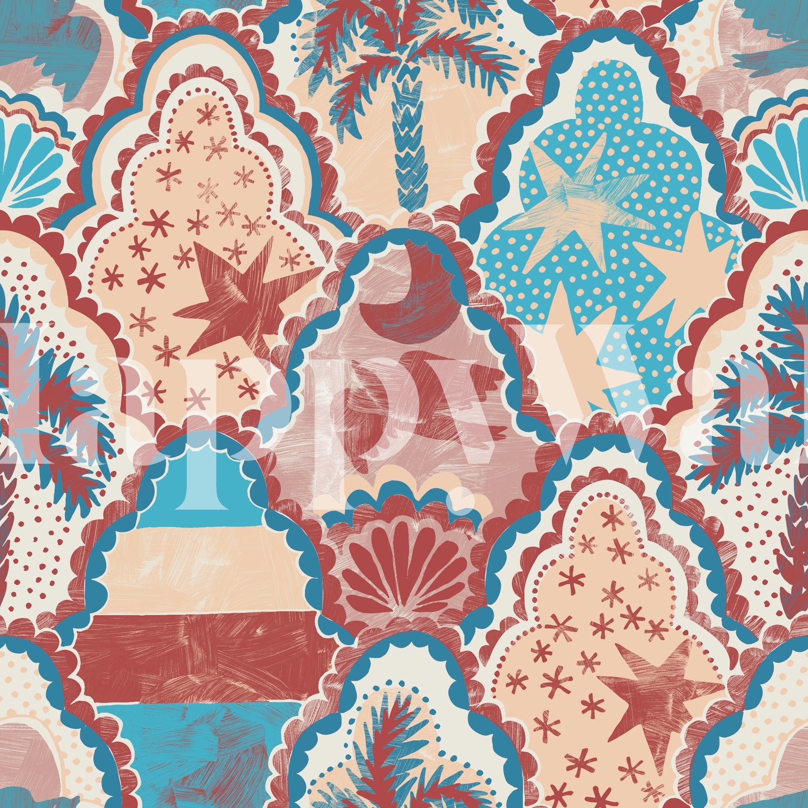 Colorful Moroccan Tile Pattern Wallpaper