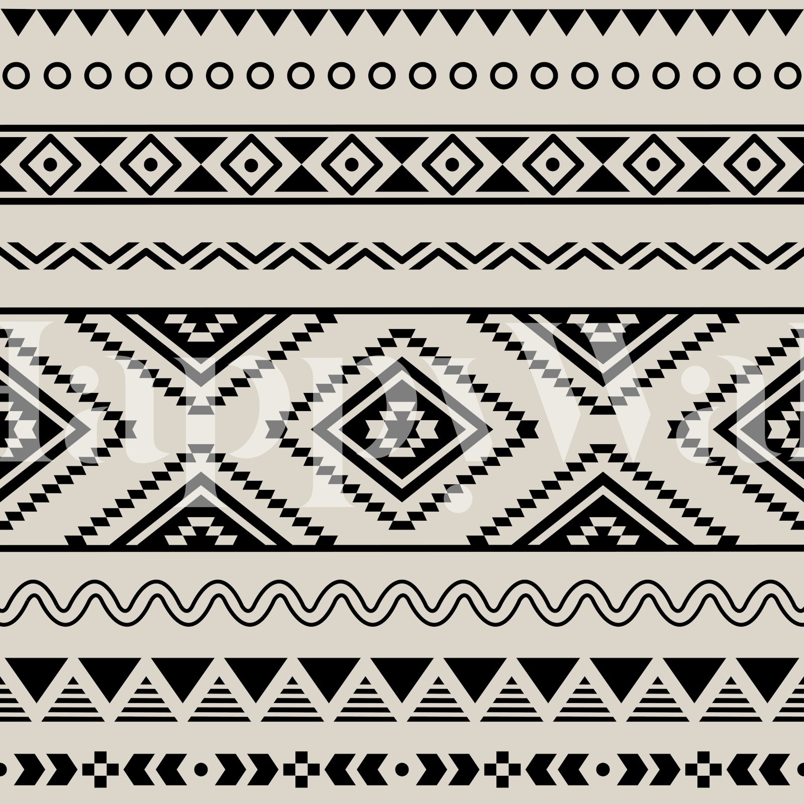 Black Aztec Pattern Wallpaper