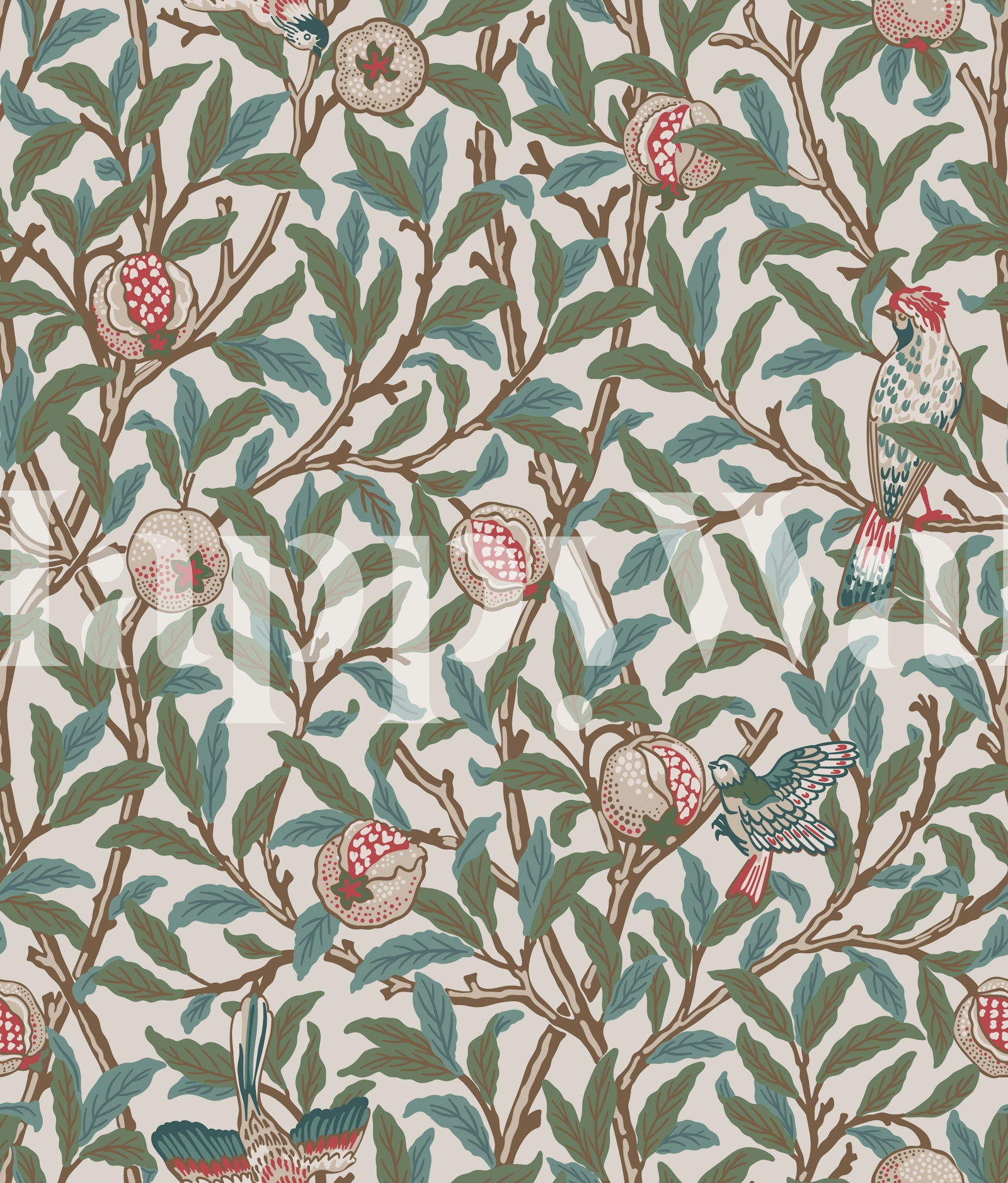 Victorian Bird and Pomegranate Wallpaper