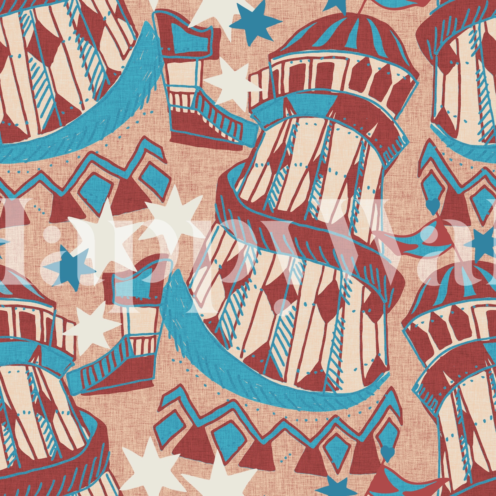 Red and Blue Lighthouse Wallpaper