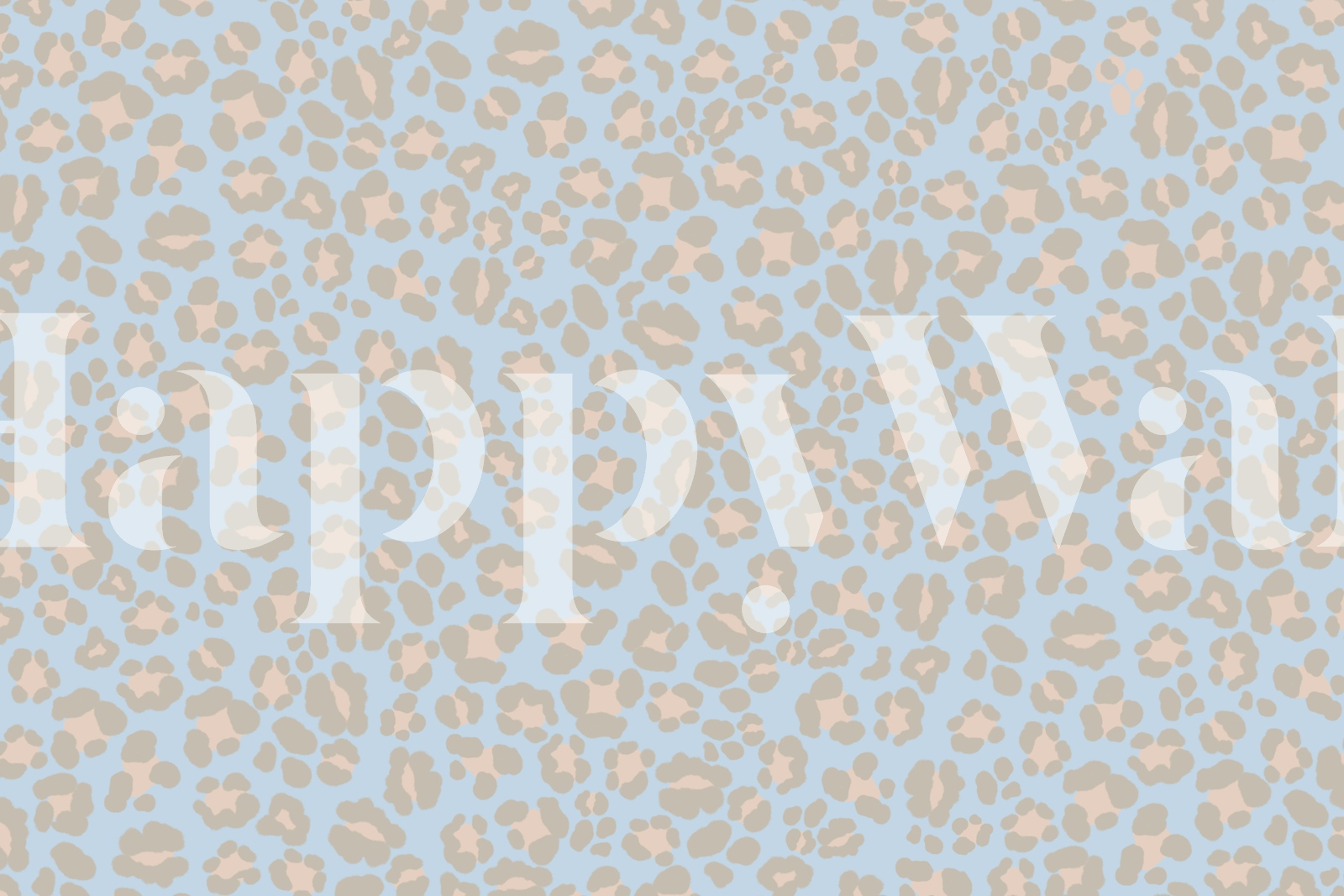 Leopard Print Wallpaper in Blue and Beige