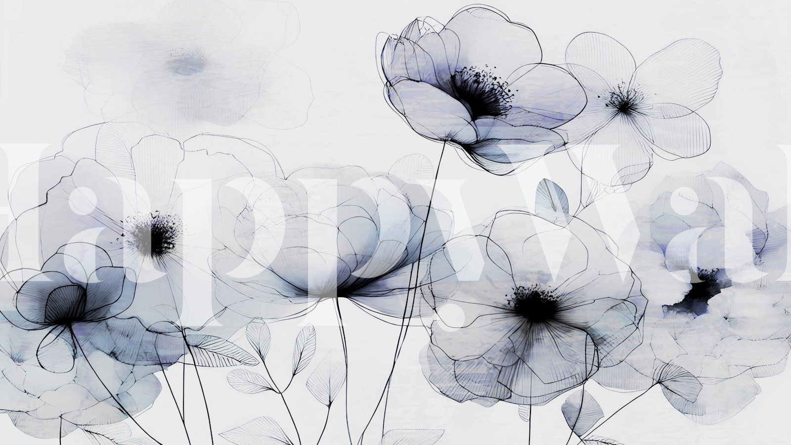 Ink Blossom Contours Wallpaper | Happywall.com