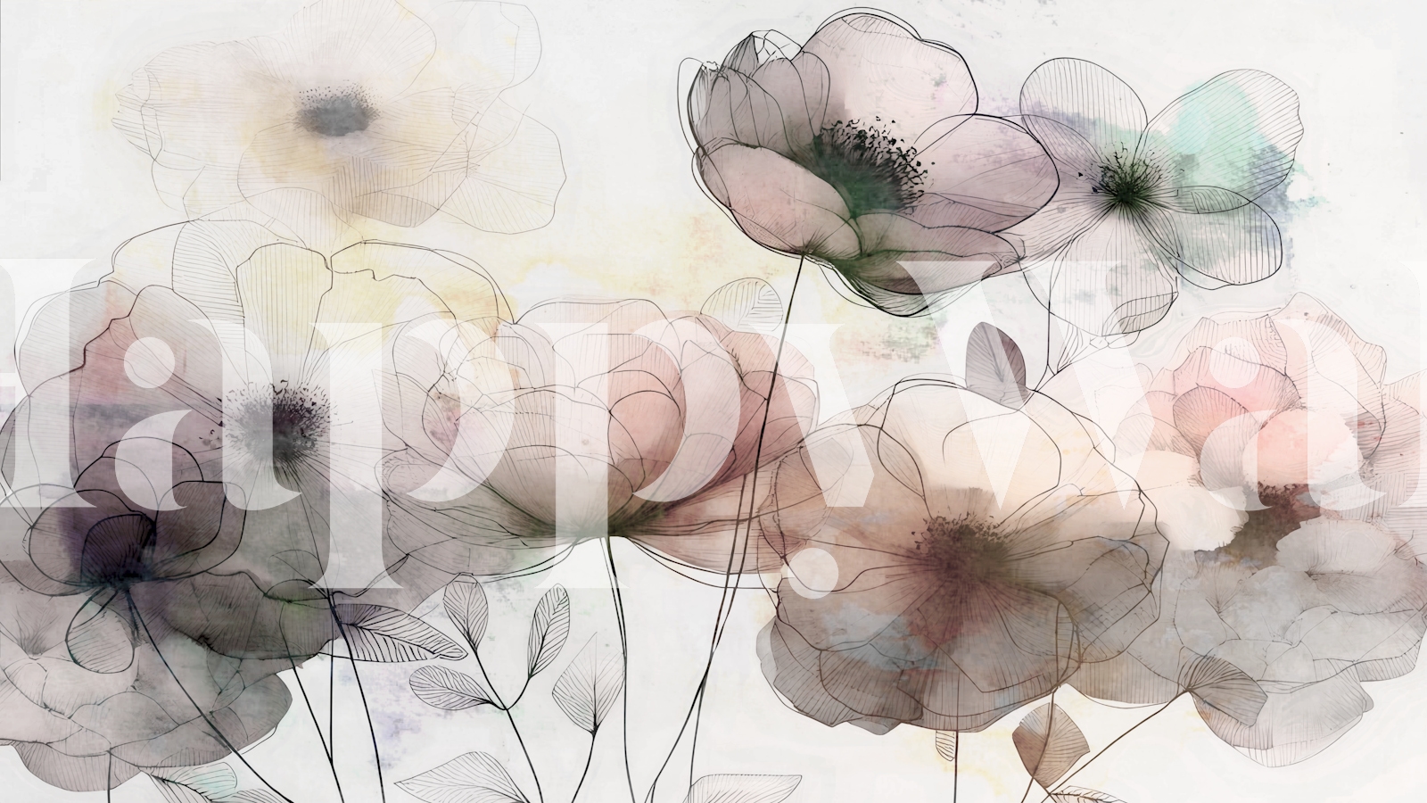 Translucent Blossom Sketch Wallpaper - happywall.com
