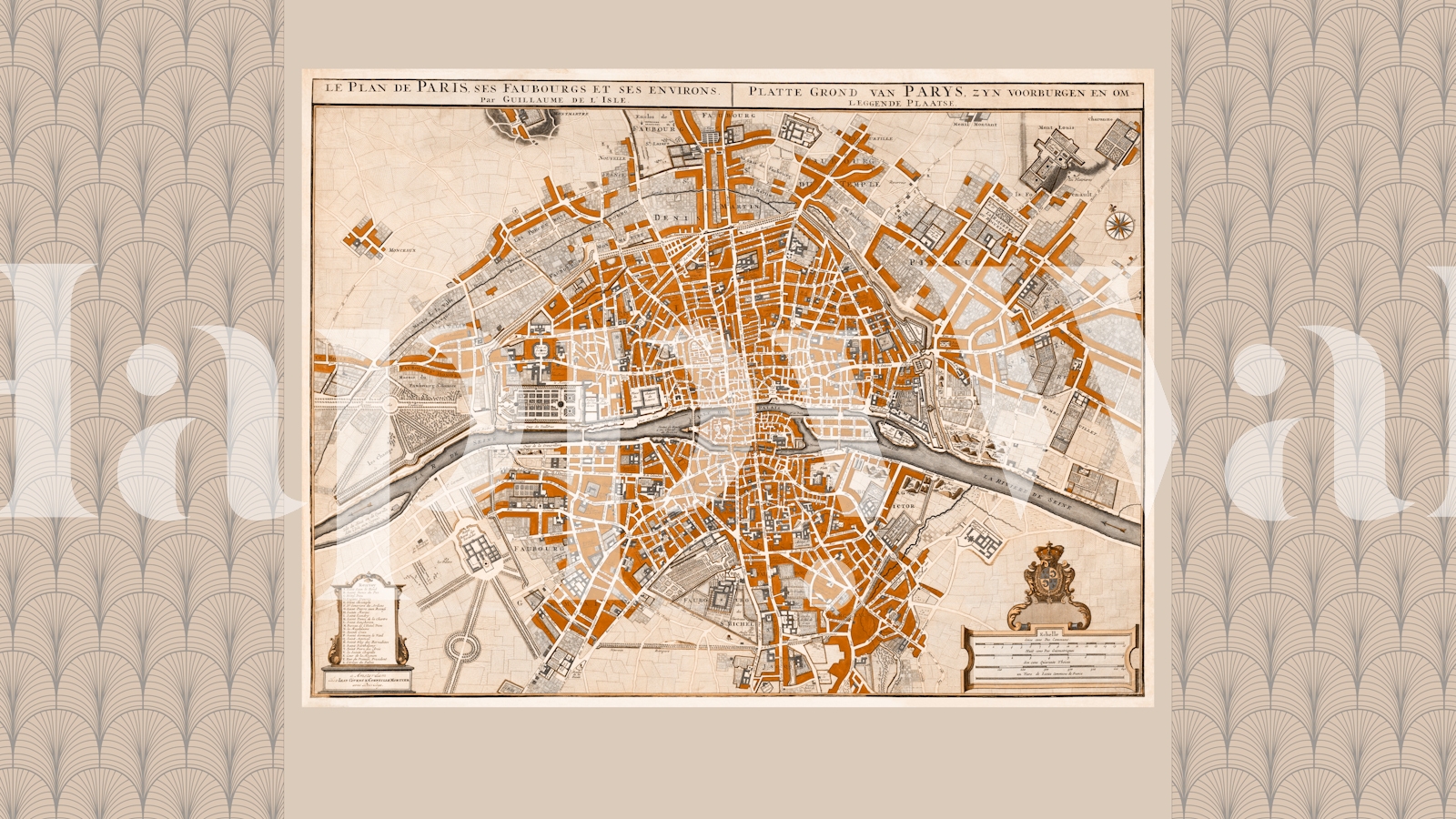 Paris Art Deco Map Wallpaper - happywall.com