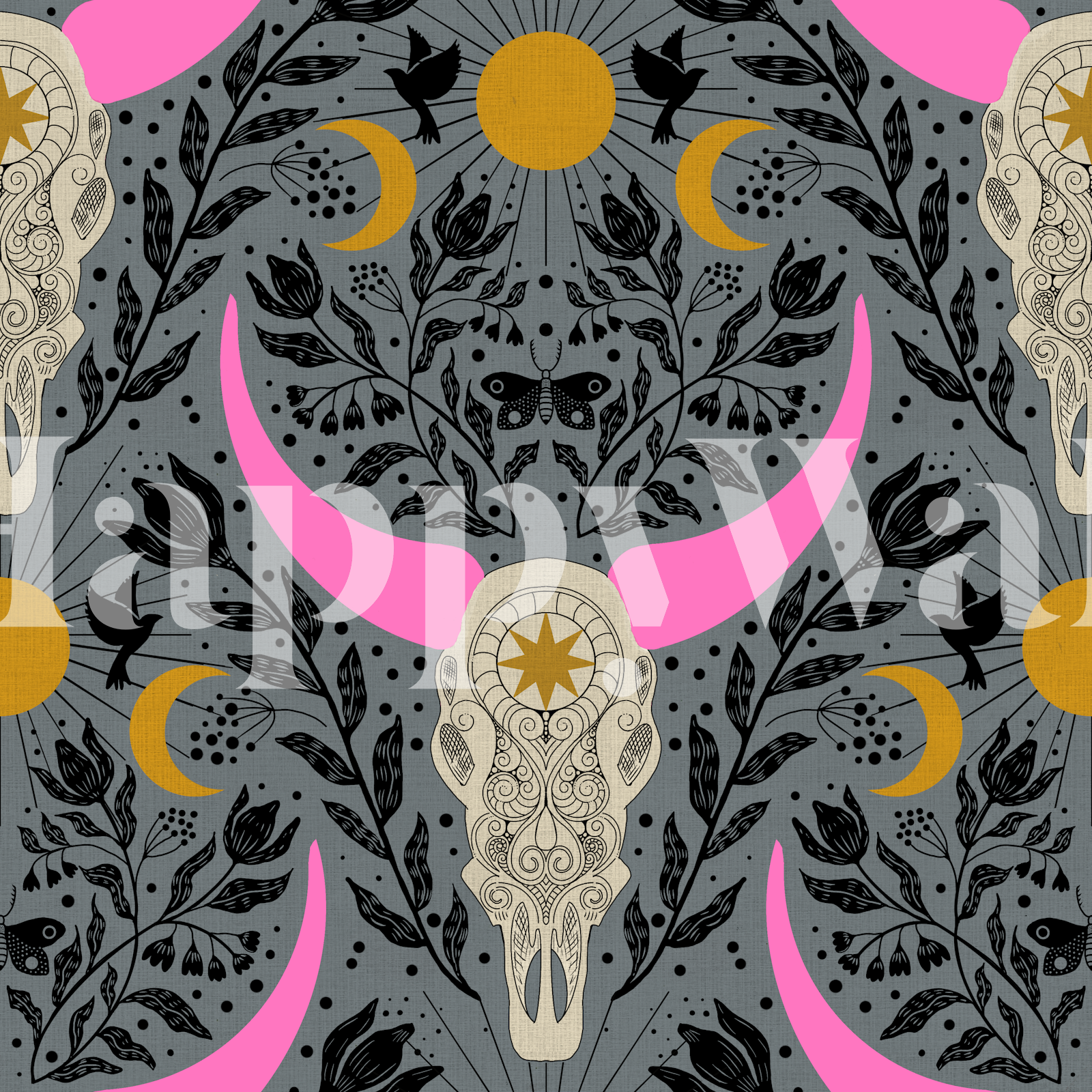 Western Gothic Cow Sculls Wallpaper | happywall.com