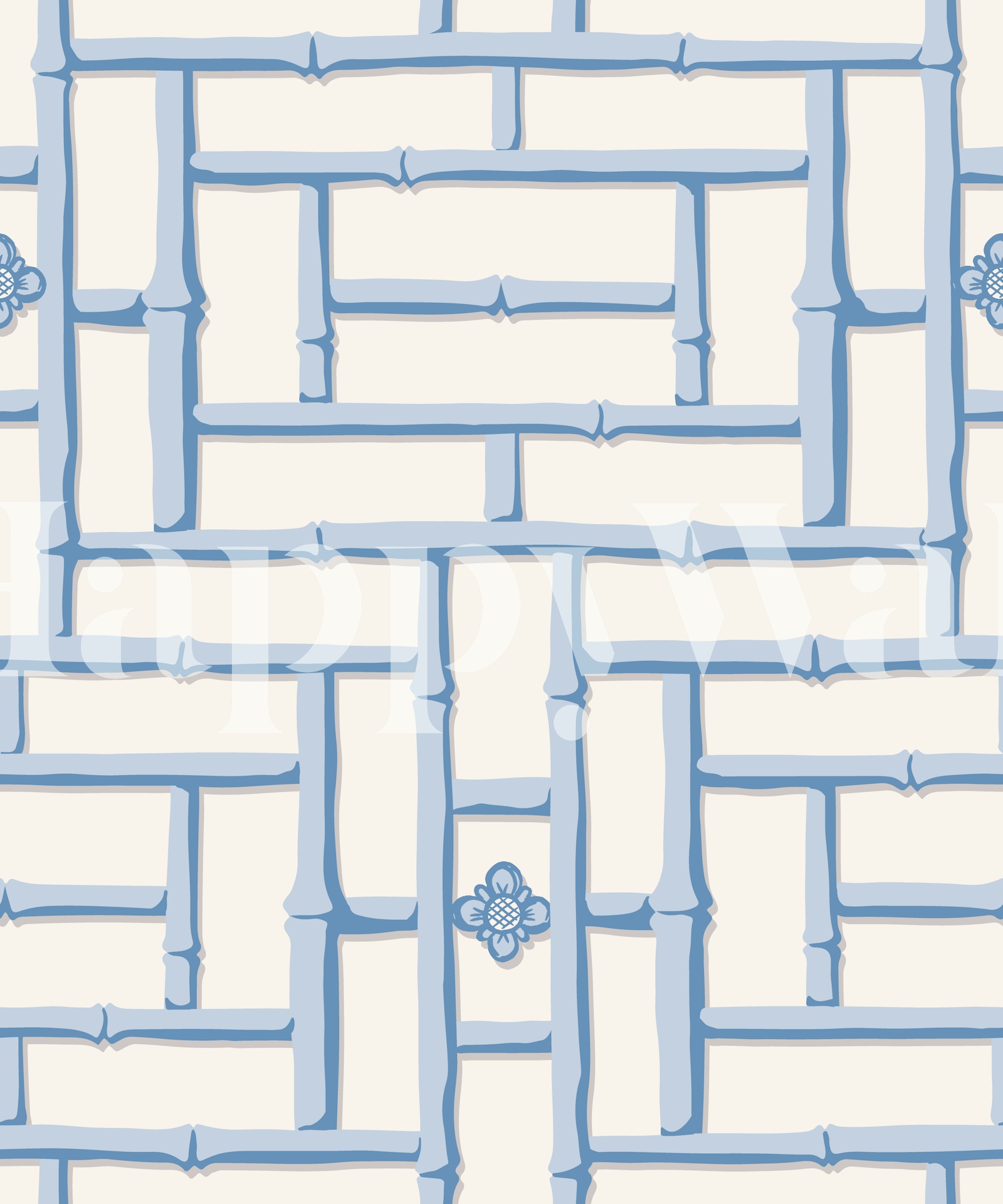 Bamboo Trellis - Light Blue on Cream | Happywall