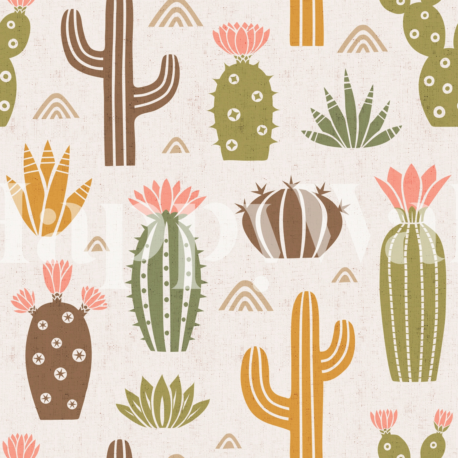 Colorful Cactus Pattern Wallpaper