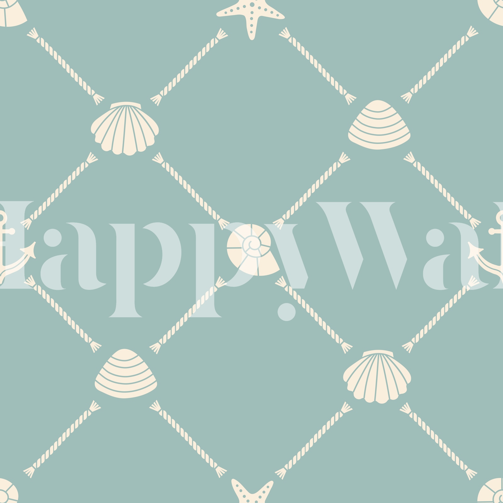 Nautical ropes and shells light blue - happywall.com