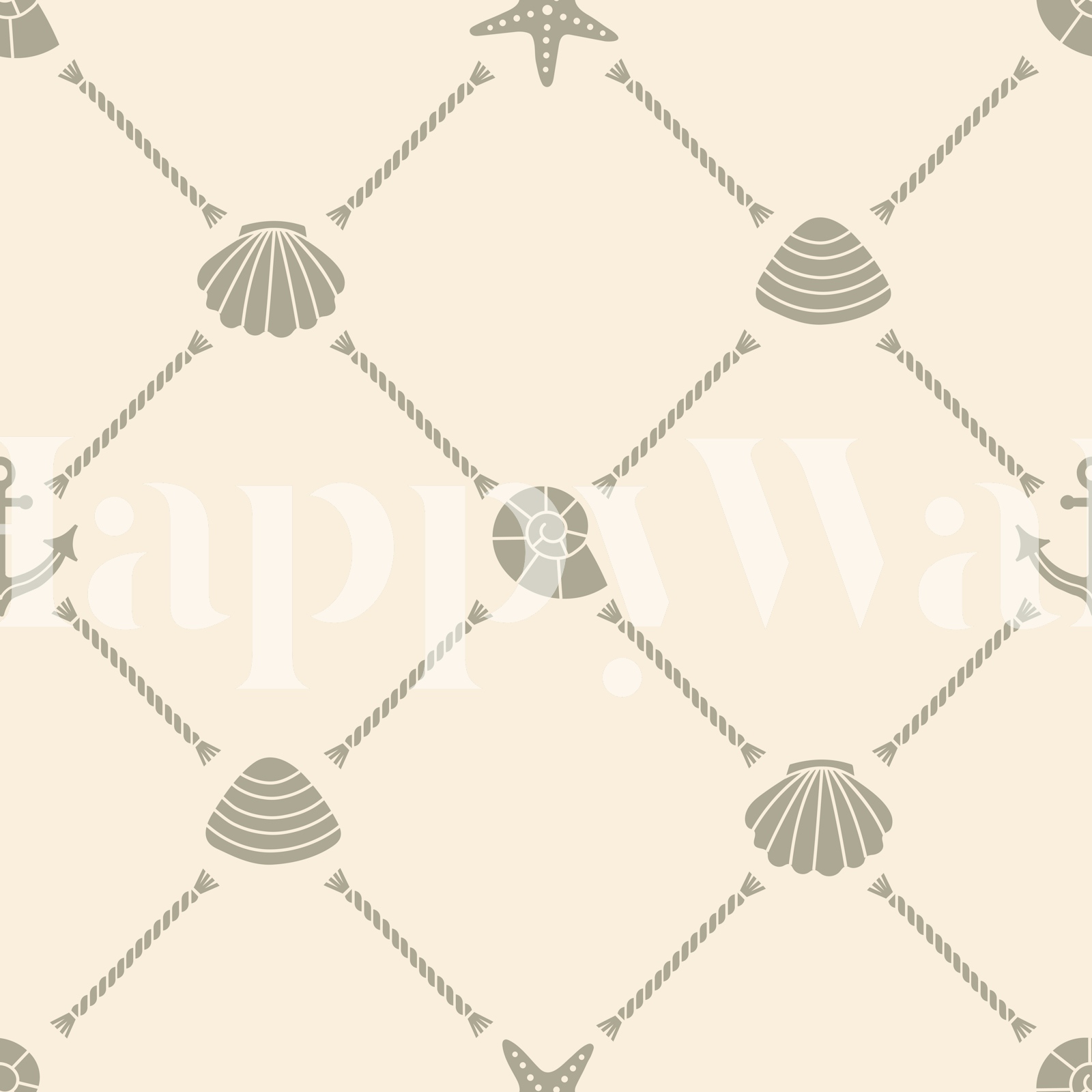 Cream Nautical Ropes and Shells Wallpaper
