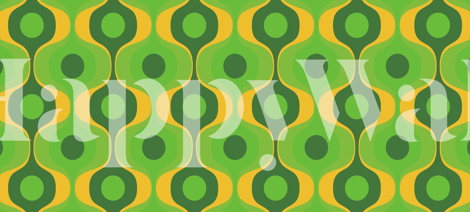 Vivid Green 70s Pattern Wallpaper