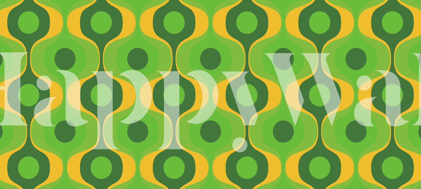 Vivid Green 70s Pattern Wallpaper
