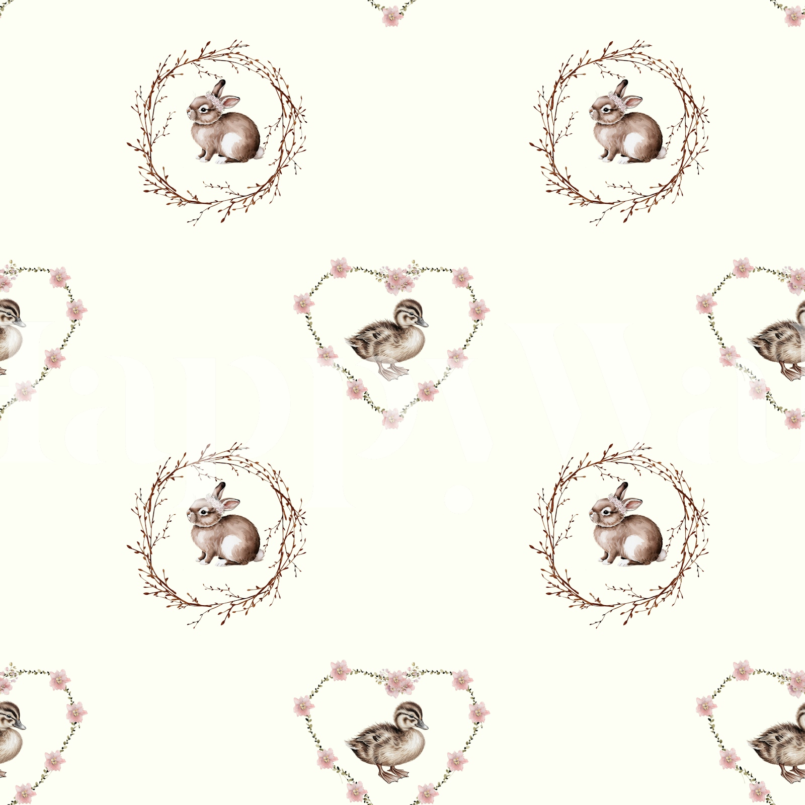 Woodland Baby Creatures Nesting Wallpaper