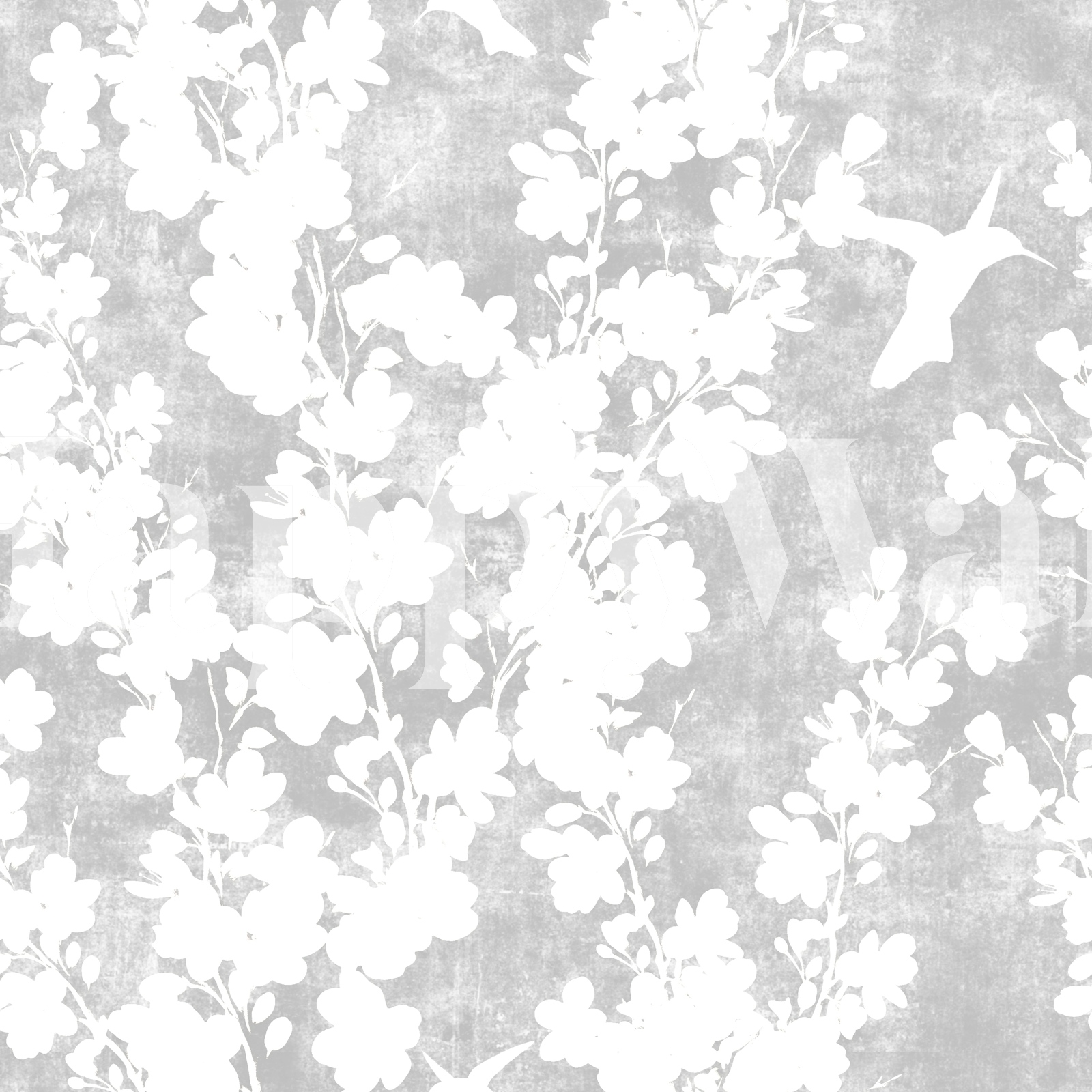 Grey Floral Wallpaper Cherry Blossom Design