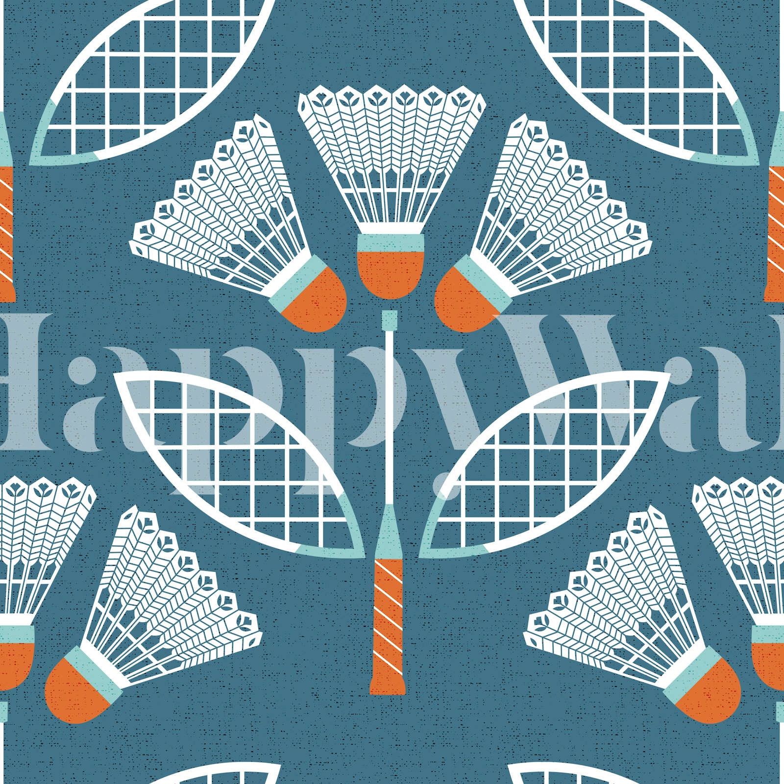 Retro Badminton Blue Wallpaper for Fun Decor