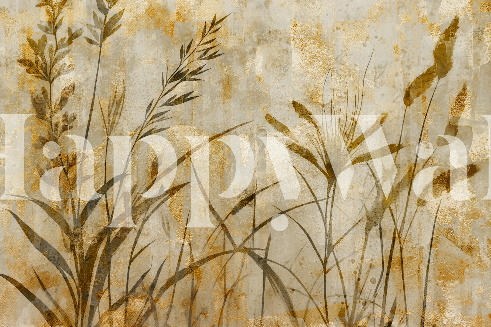 Golden Floral Meadow Wallpaper