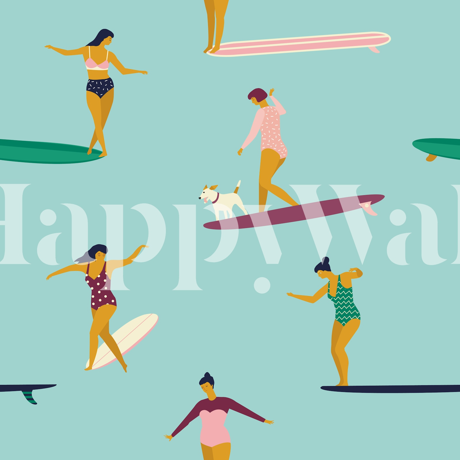 Light Blue Surfing Women Wallpaper