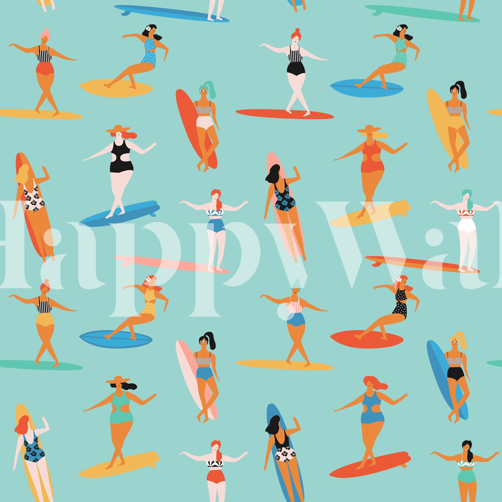 Colorful Surfing Girls Wallpaper