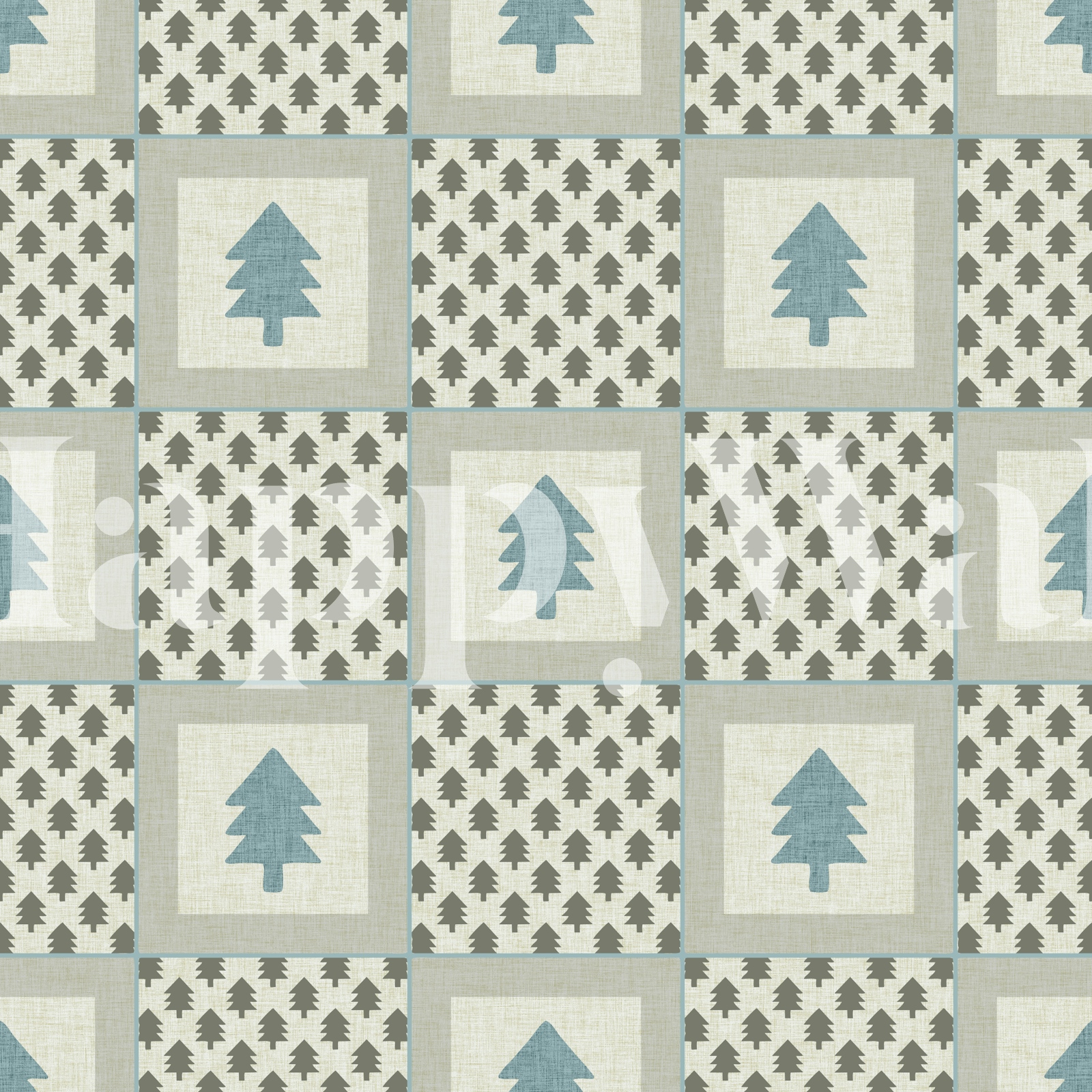 Fir Tree Grid Neutral Grey Wallpaper