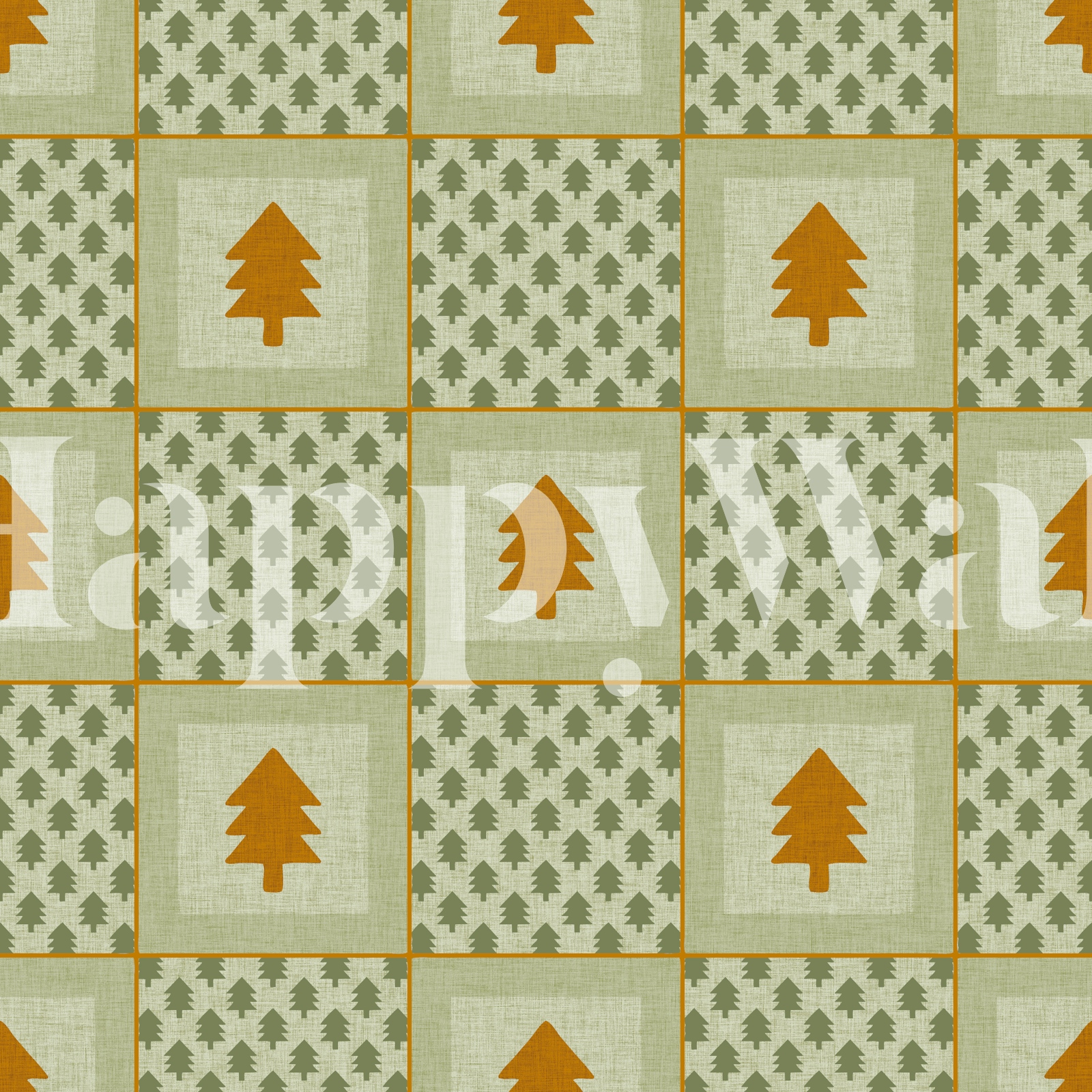 Green Fir Tree Grid Wallpaper