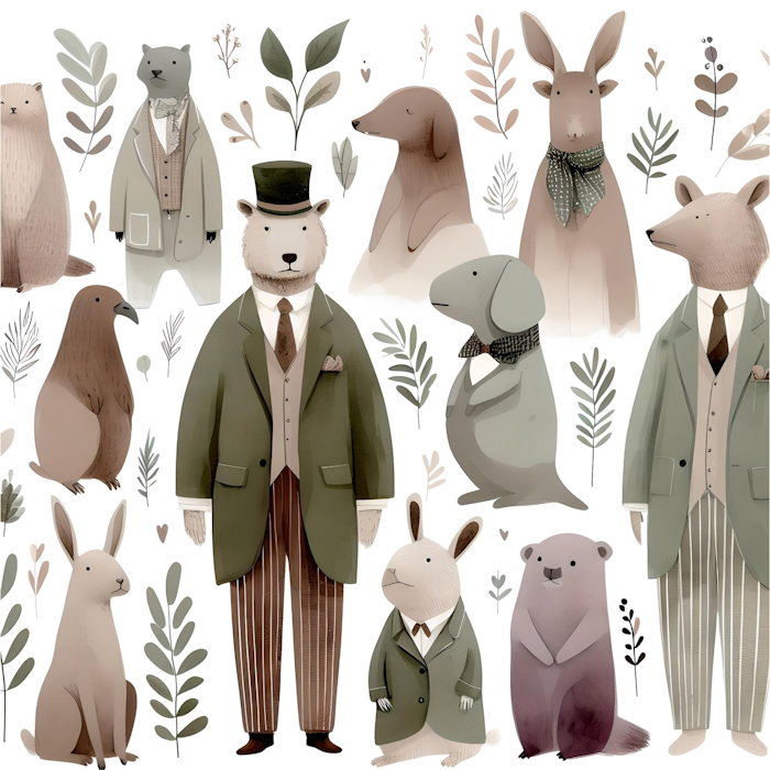 Dapper Animal Wallpaper for Kids' Rooms