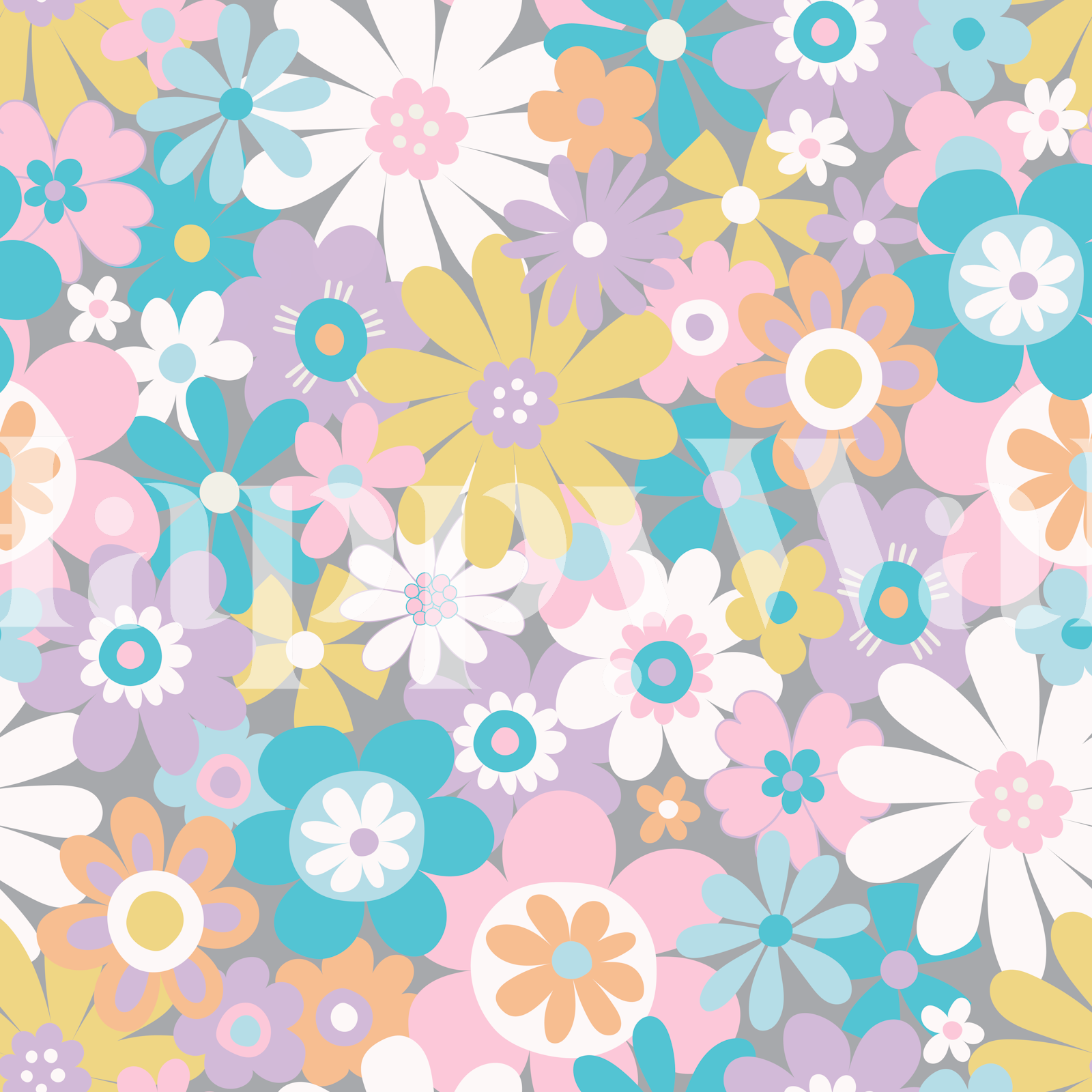 Retro Psychedelic Flowers Wallpaper | happywall.com