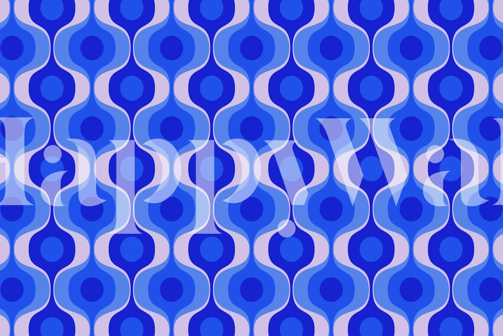 Large Abstract Geo Waves Pattern Blue | happywall.com