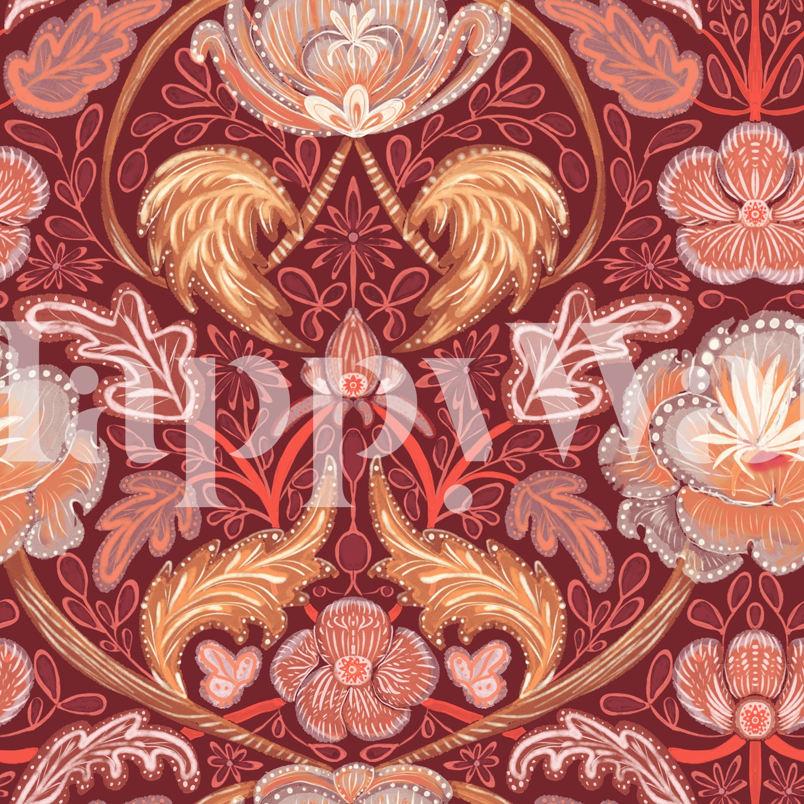Ruby Floral Wallpaper for Elegant Interiors